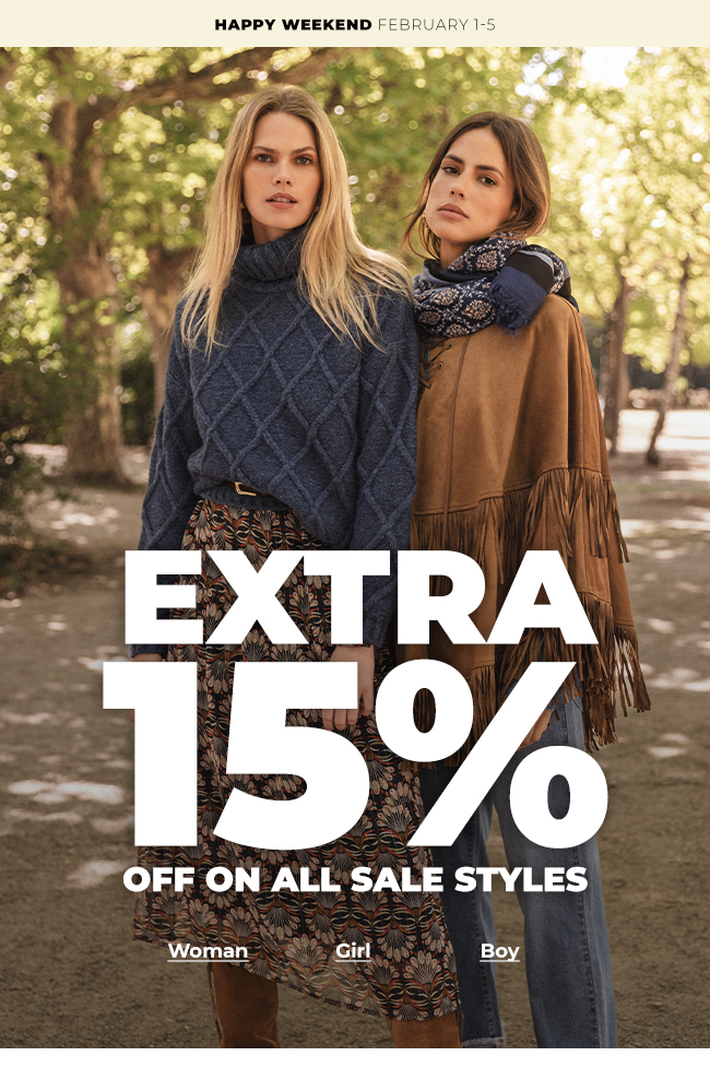 EXTRA-WEEKEND | +15% off sale!